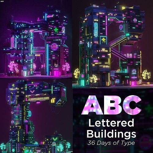 ABC Lettered Buildings - 36 Days of Type 3D model | CGTrader