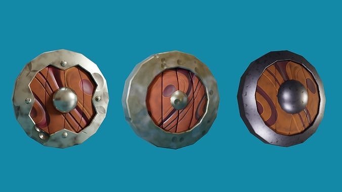 3D model Procedural Stylized Low Poly 3 Shield Models VR / AR / low ...