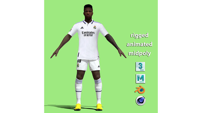 T-P Rigged Vinicius Real Madrid 2023 3D model animated rigged | CGTrader