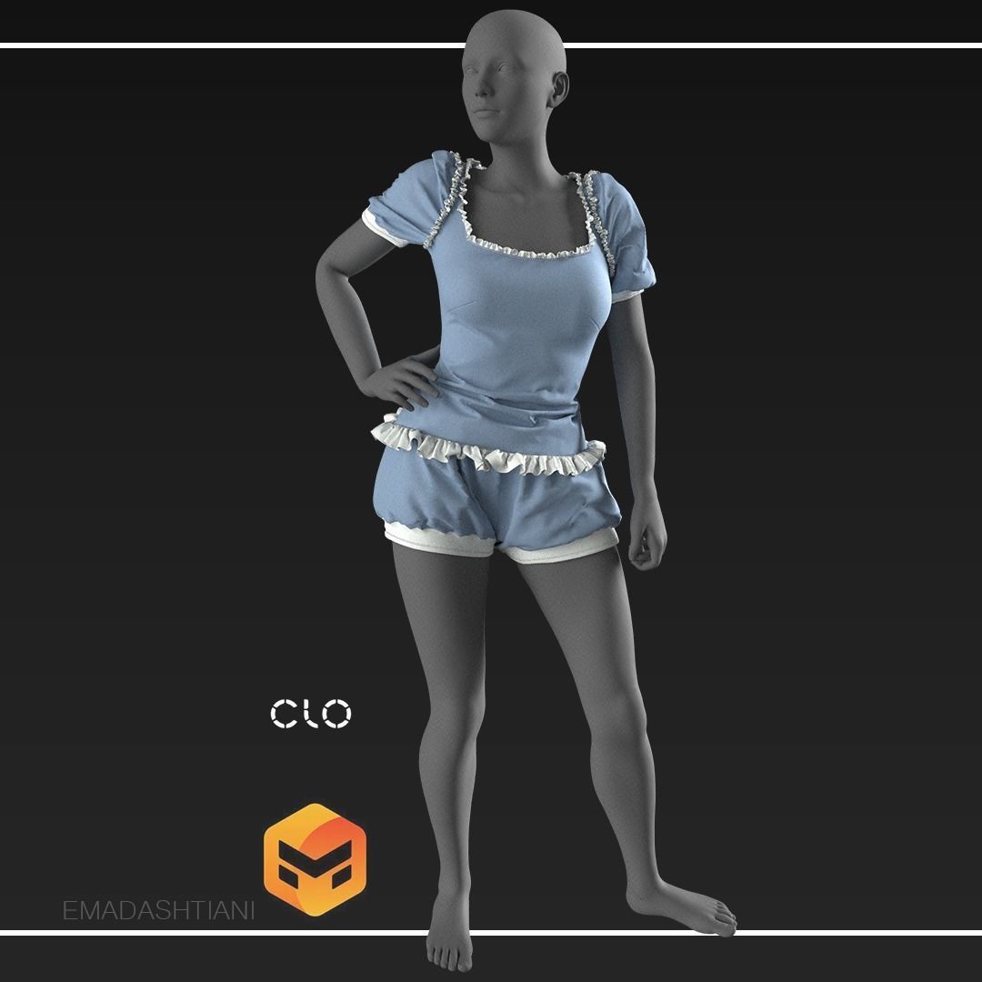 Anime Girls Outfit N2 37 MarvelousDesignerCLO3D ZPRJ FBX OBJ MTL 3D ...