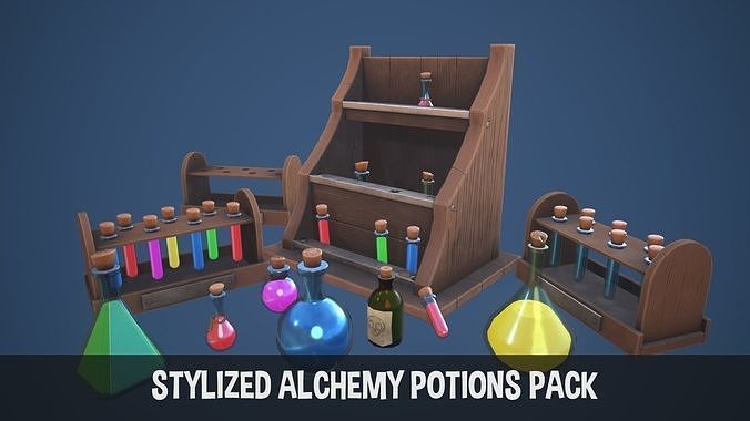 Stylized Alchemy Potions Pack 3D Model Collection | CGTrader