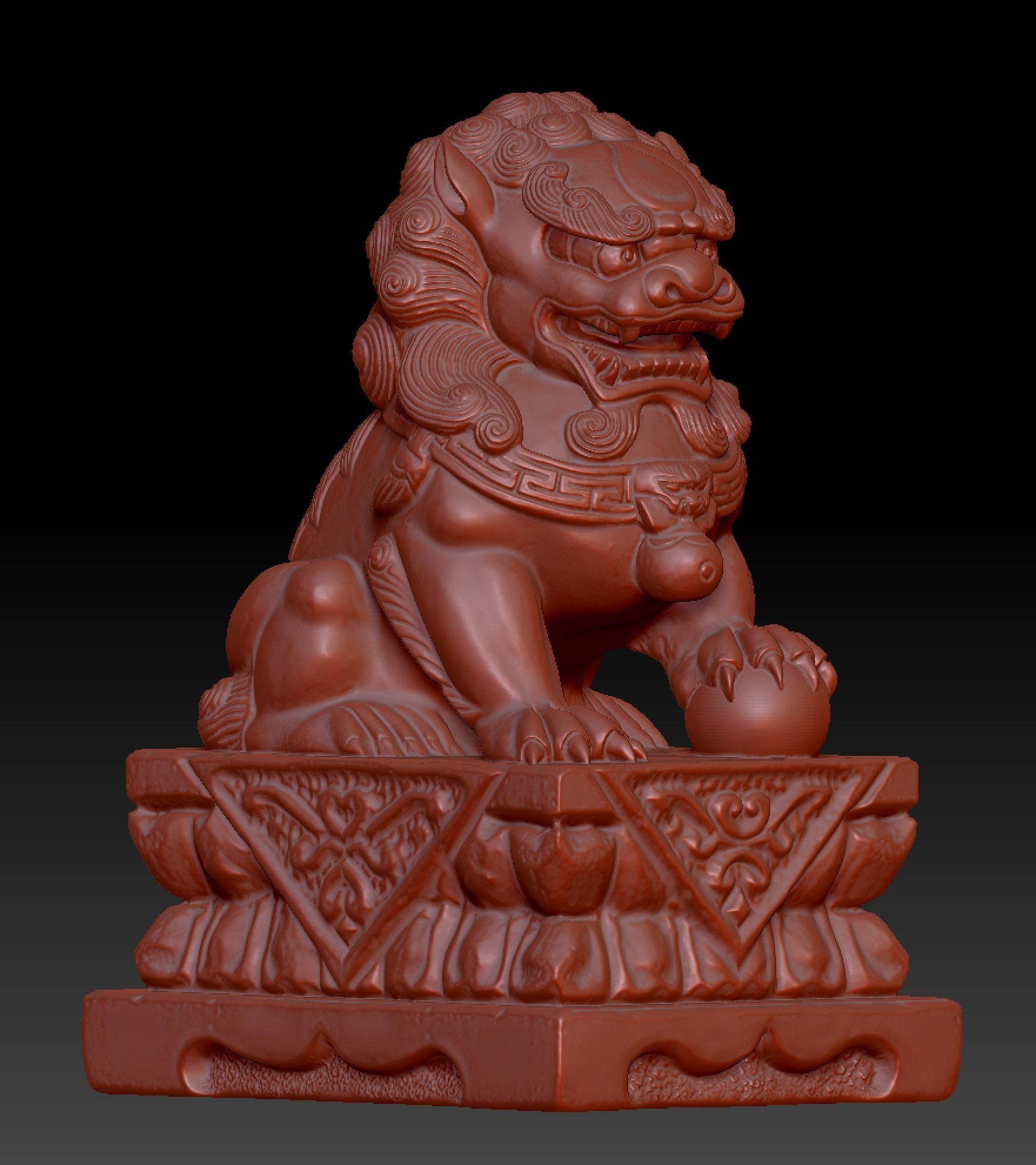 Stone Lion Chinese Lion Lion Ball 3D model 3D printable | CGTrader