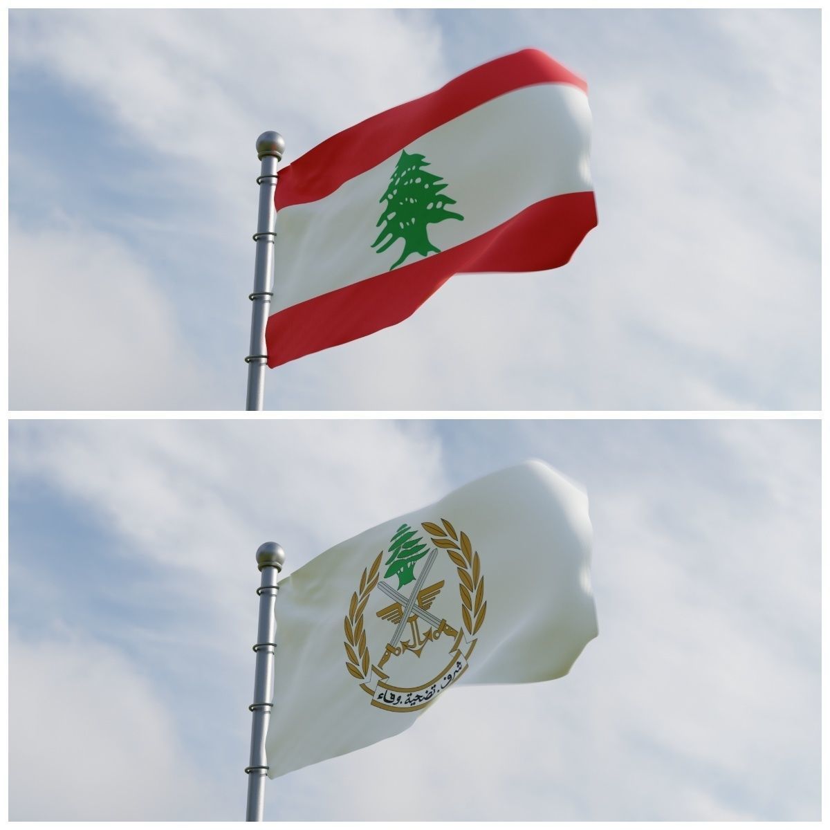 Animated Lebanon Flags 3D model animated | CGTrader