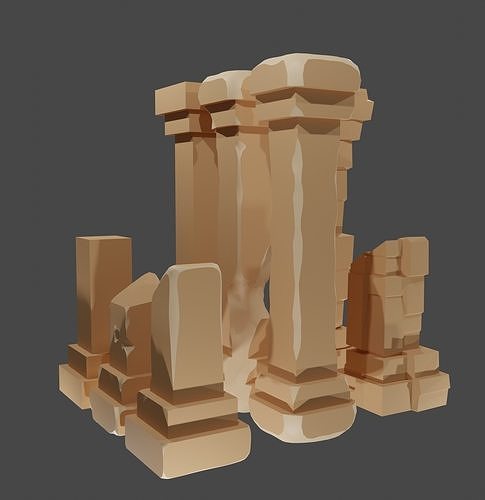 3D model 8 Stylized Low Poly Columns VR / AR / low-poly | CGTrader