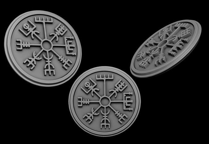 VEGVISIR THE VIKING COMPASS RUNIC COMPASS 3D model 3D printable | CGTrader