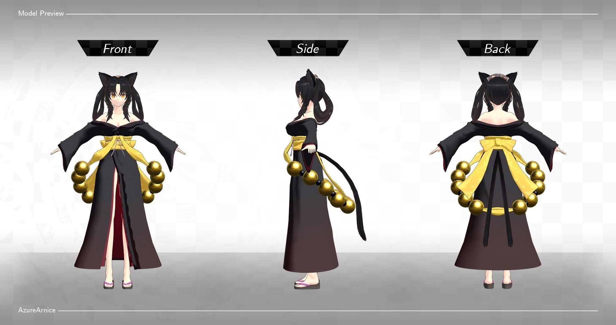 3D model Highschool DxD - Kuroka Toujou MMD Model DELUXE VR / AR / low ...