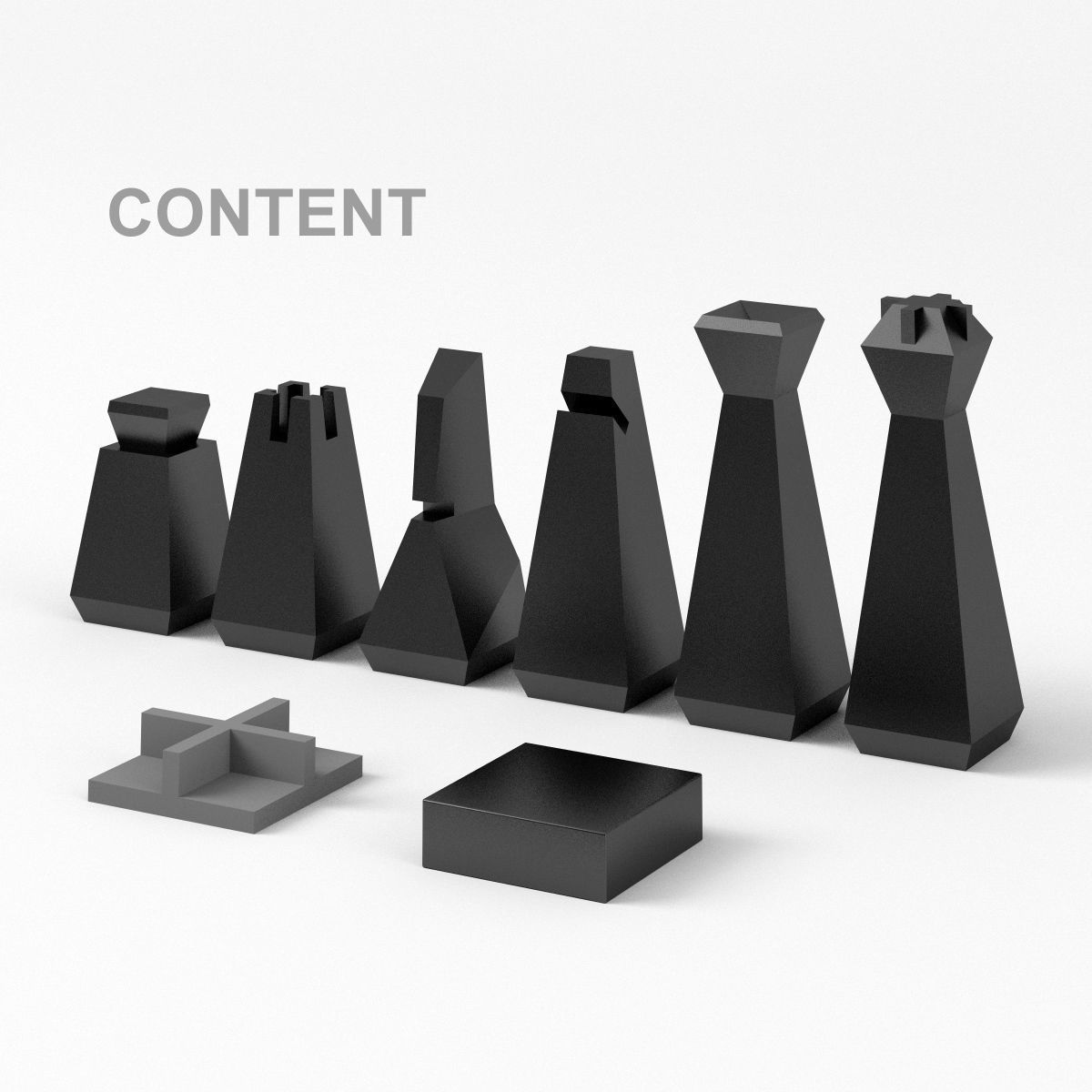 3D model Modern SciFi Chess Pieces No2 and Board Parts VR / AR / low ...