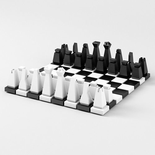 3D model Modern SciFi Chess Pieces No2 and Board Parts VR / AR / low ...