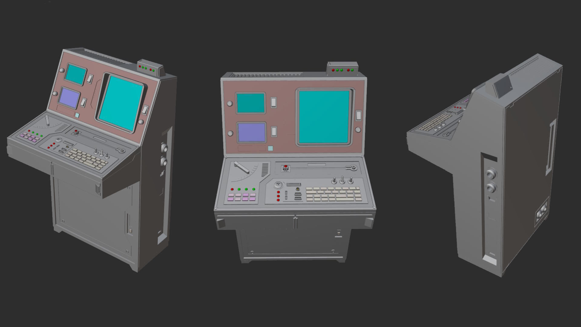 Retro Sci-Fi Computer Stations - Control Panels Kit - 5 Models 3D model | CGTrader