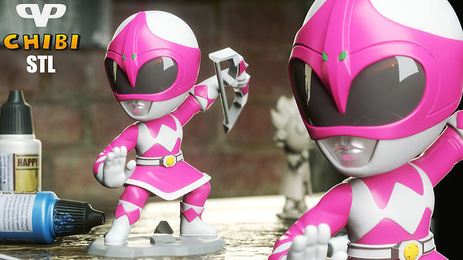 Pink Ranger Chibi STL for 3D Printing ChibiSTL 3DXM 3D model 3D ...