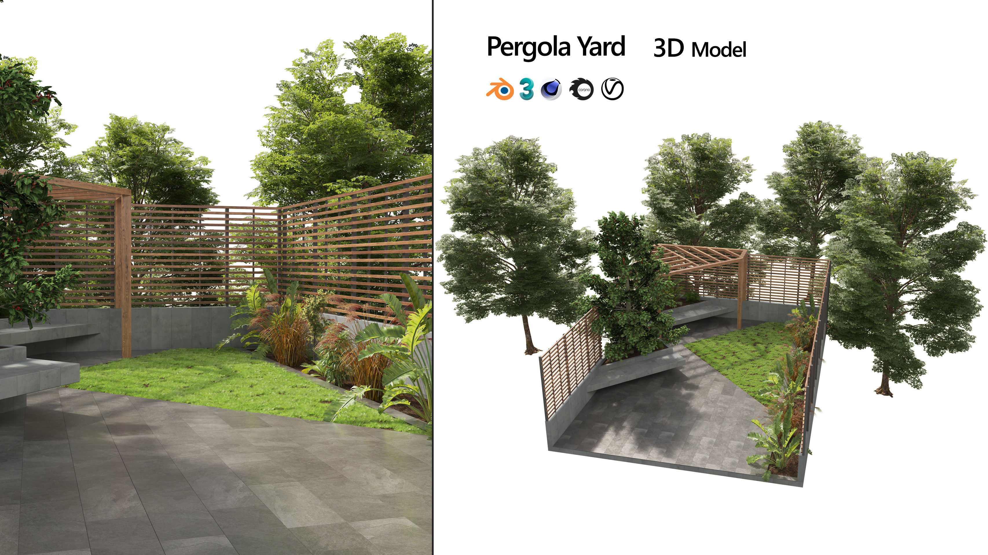 3D model Pergola yard garden VR / AR / low-poly | CGTrader