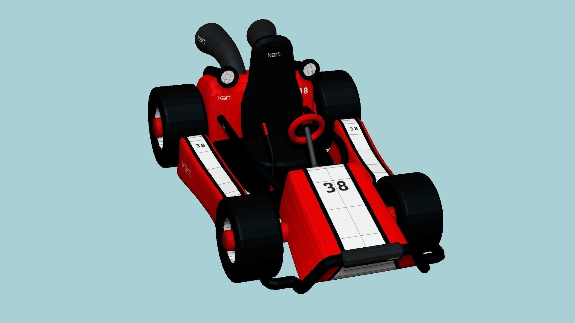 3D model Cartoon Kart I01 Red - Vehicle Racing Design VR / AR / low ...