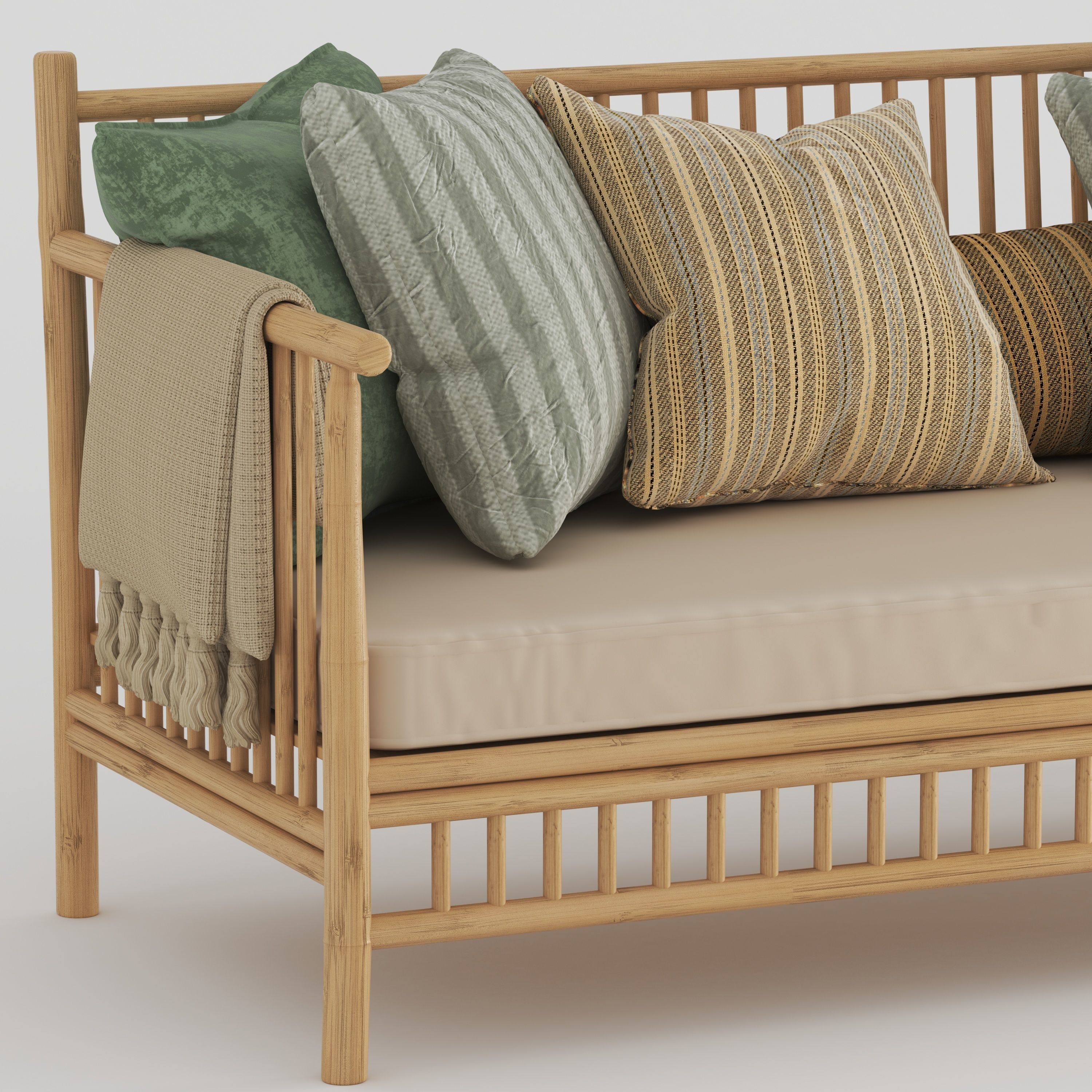Exotan Bamboo Loungeset-garden bench-03 3D model | CGTrader