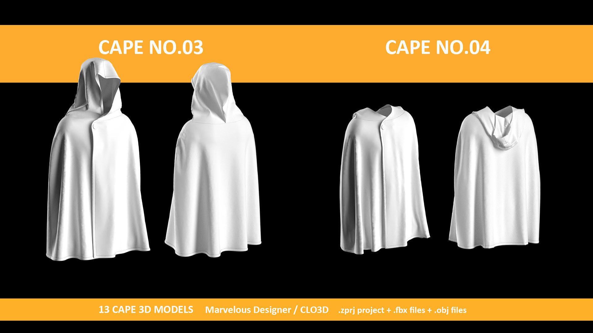 3D model 13 Cape MODELS for female and male VOL02 Marvelous Designer VR ...
