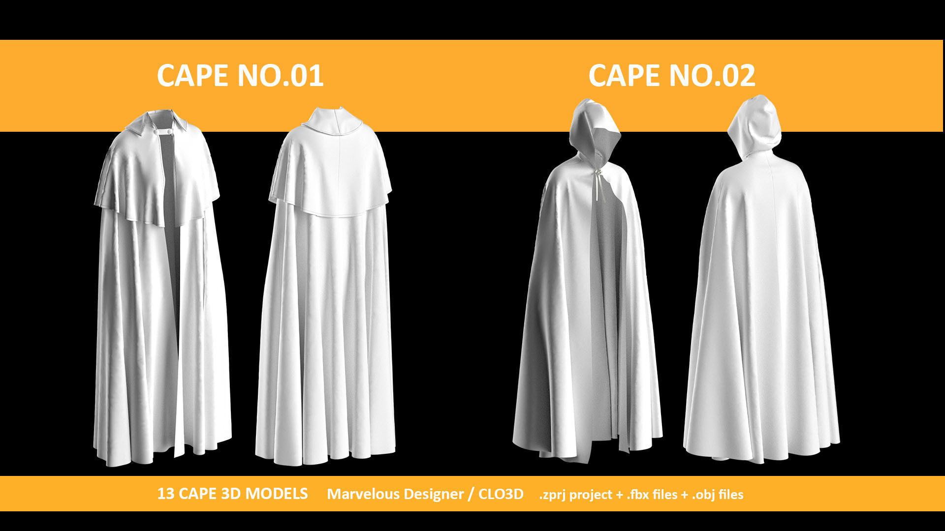 3D model 13 Cape MODELS for female and male VOL02 Marvelous Designer VR ...