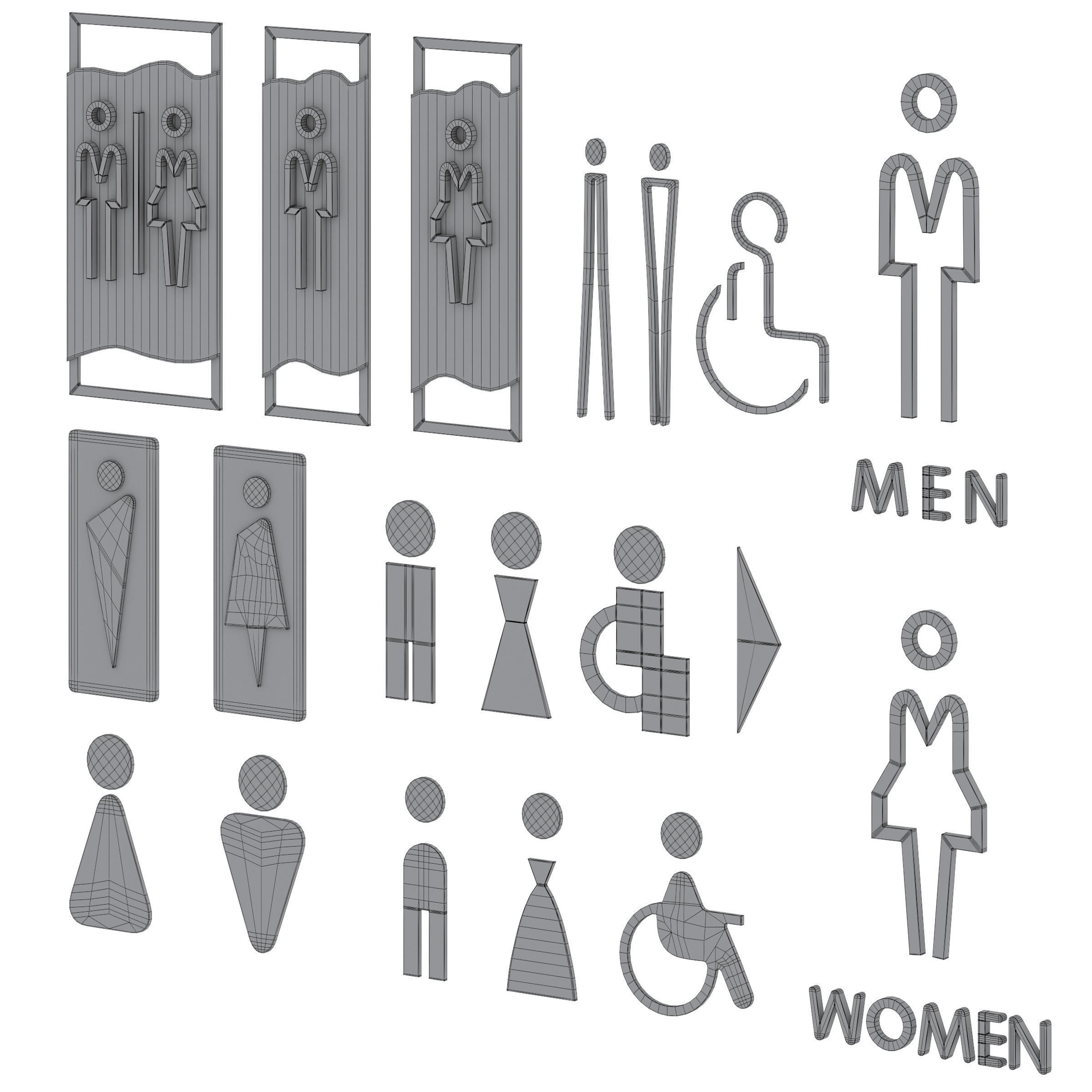 Restroom Directional Door Signs 3D model | CGTrader