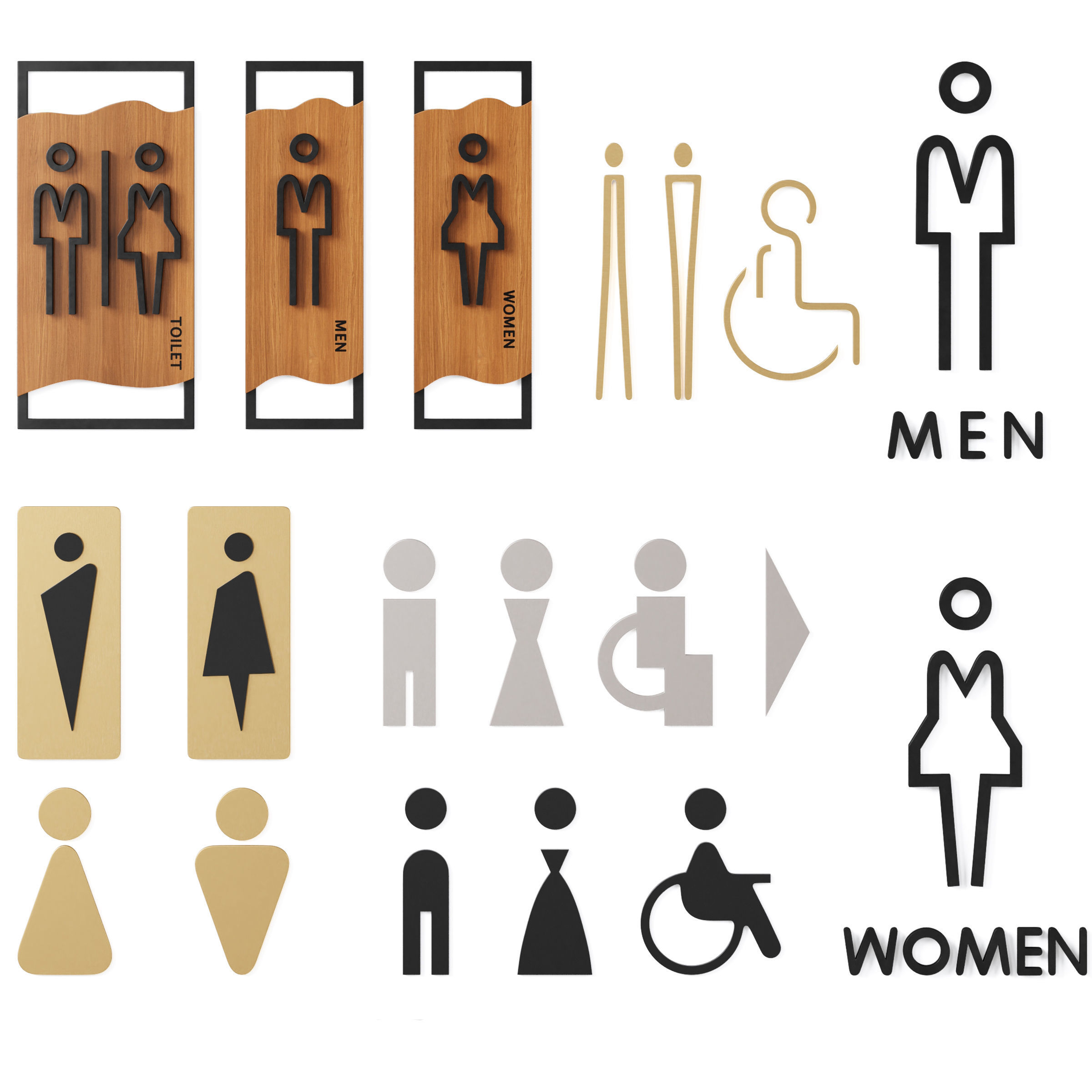 Restroom Directional Door Signs 3D model | CGTrader