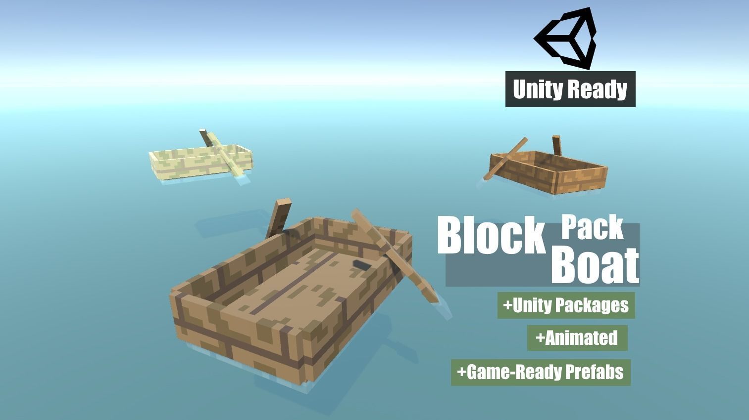 3D model Block Pack Boat - block styled voxel boat VR / AR / low-poly ...
