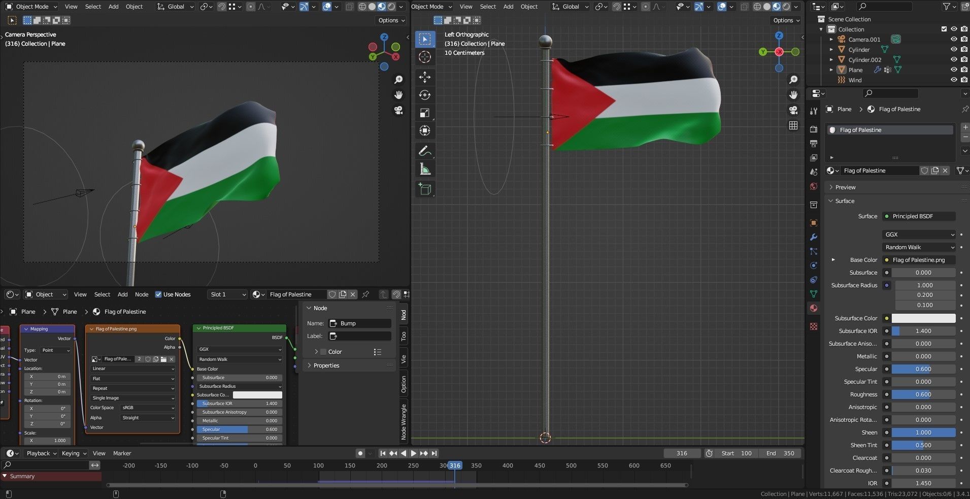 Animated Palestine Flags 3D model animated | CGTrader