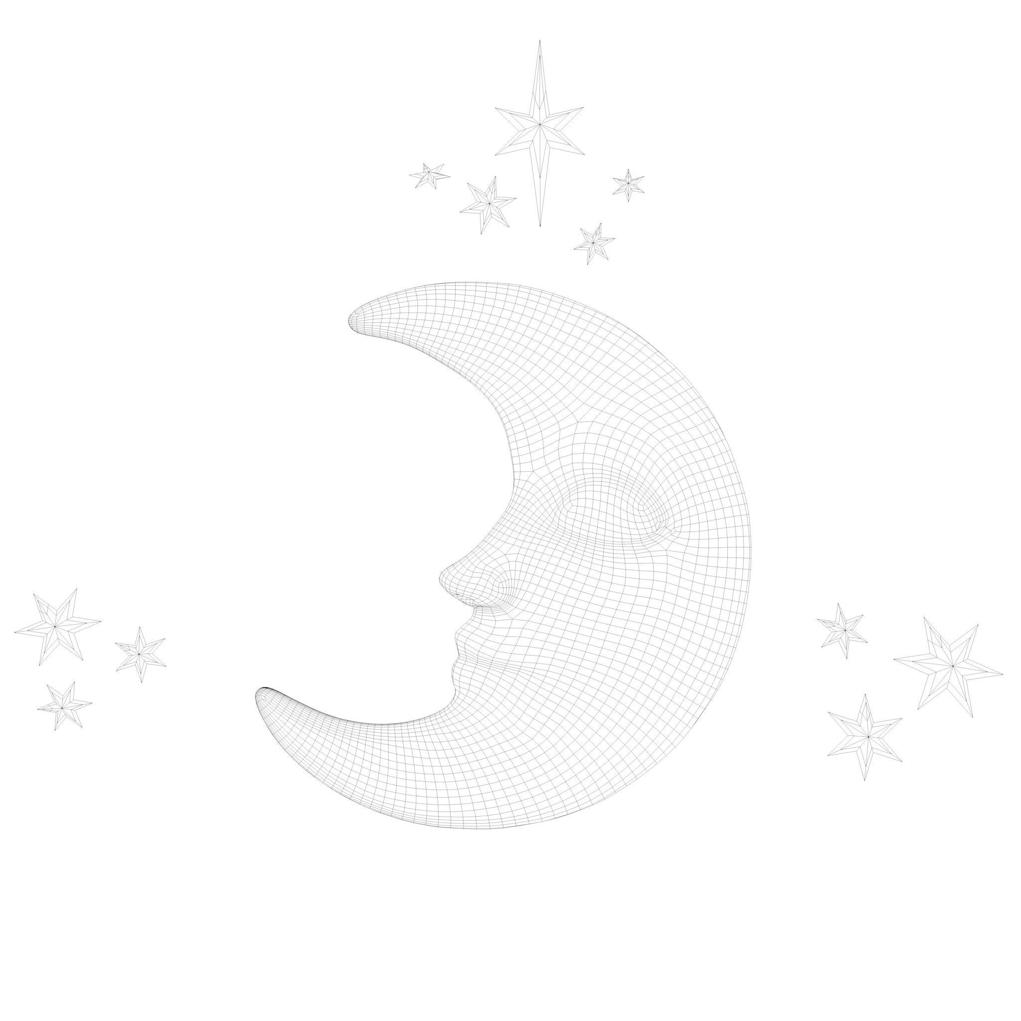 3D model moon crescent face VR / AR / low-poly | CGTrader