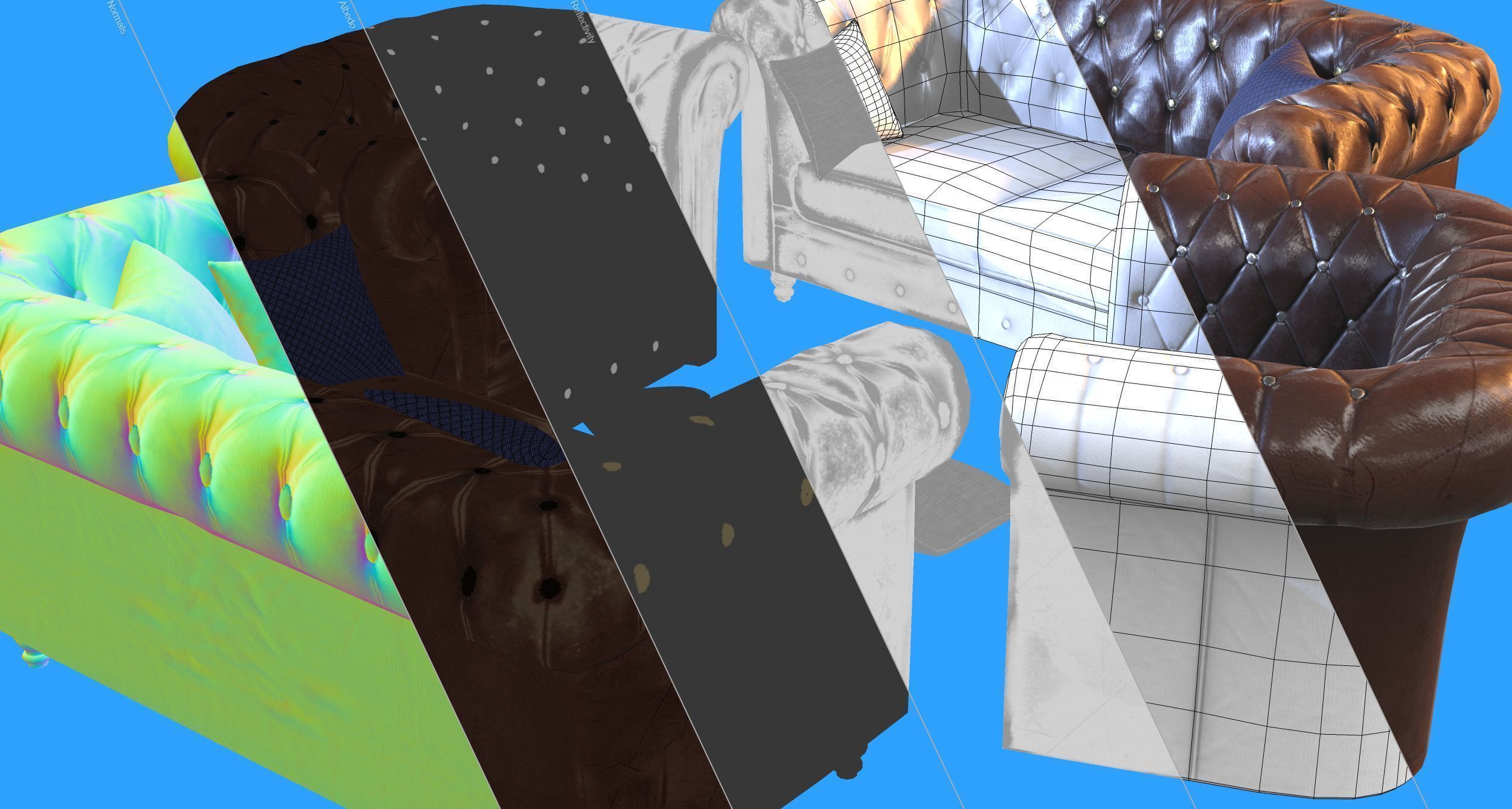 3D model Chesterfields - PBR Game Ready Props VR / AR / low-poly | CGTrader