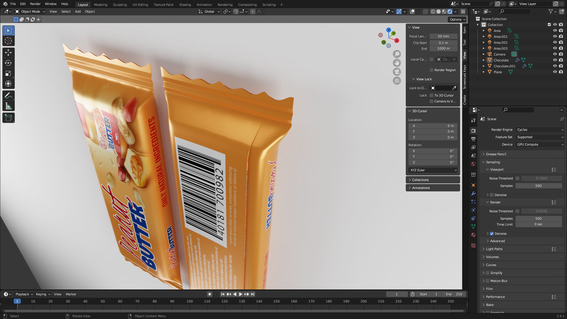 Chocolate - Candy Bar 3D model | CGTrader