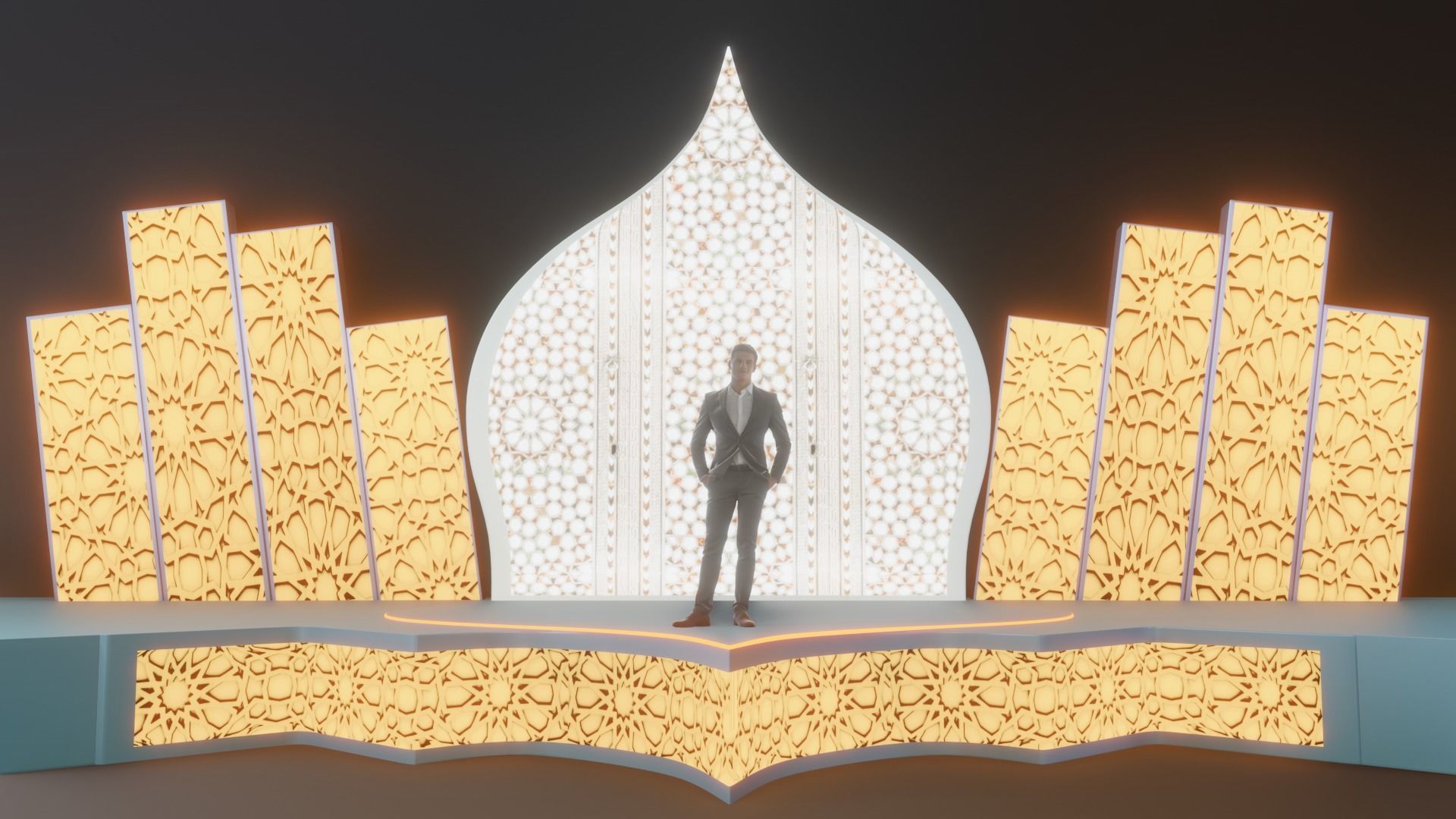 3D model Islamic Event Stage with Lightening Low Poly Game Ready VR ...