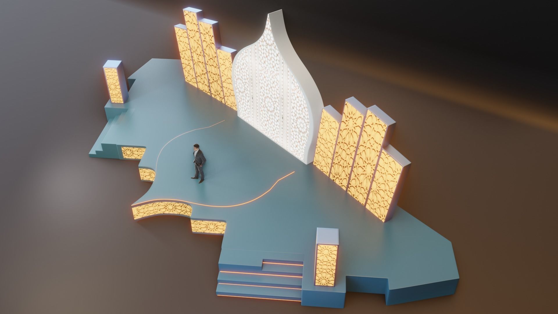 3D model Islamic Event Stage with Lightening Low Poly Game Ready VR ...