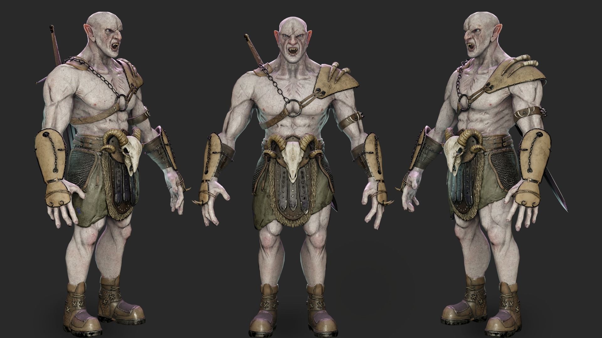 3D model Ork Warrior-Low poly-Game ready-Rigged VR / AR / low-poly ...