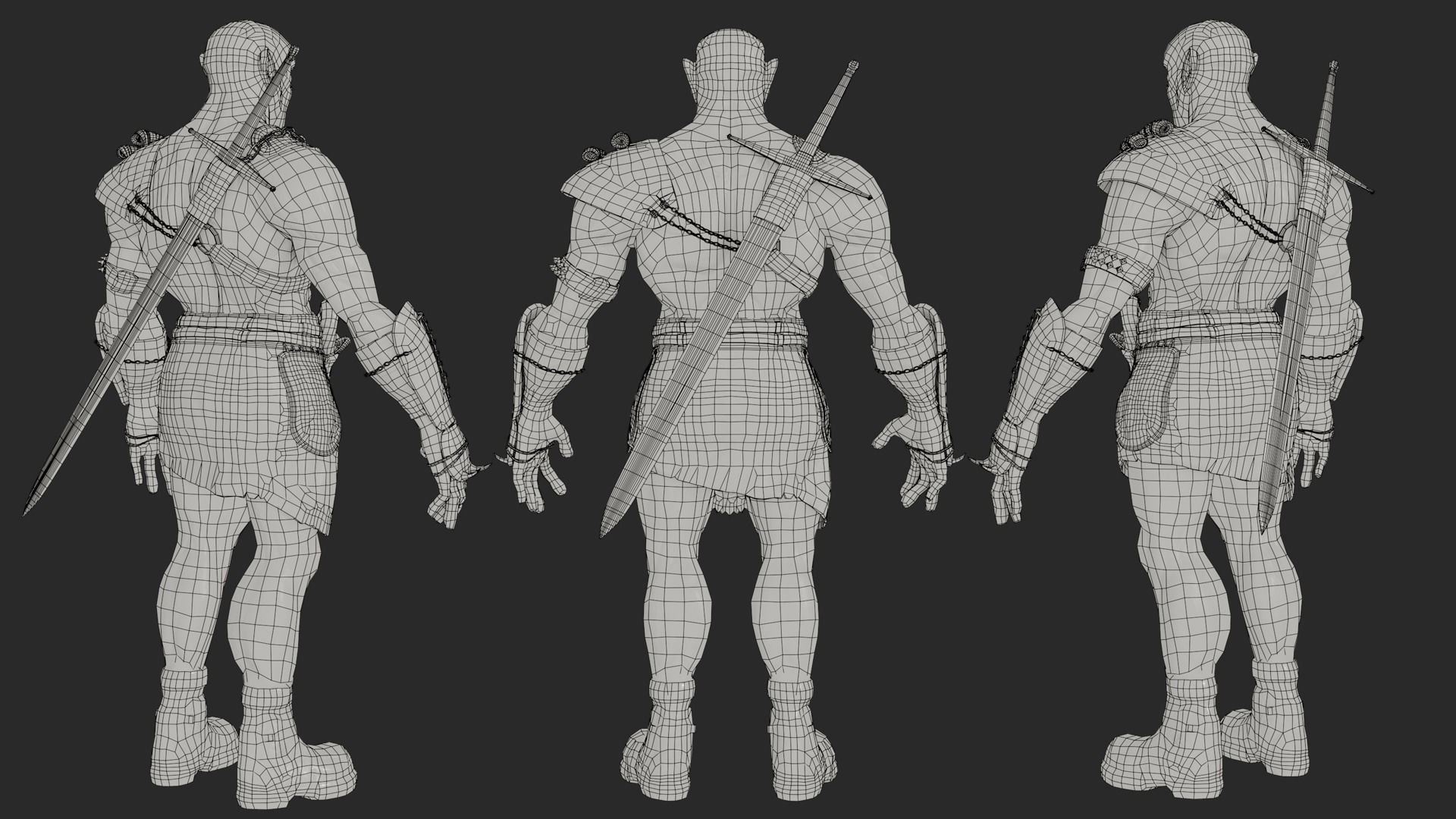 3D model Ork Warrior-Low poly-Game ready-Rigged VR / AR / low-poly ...