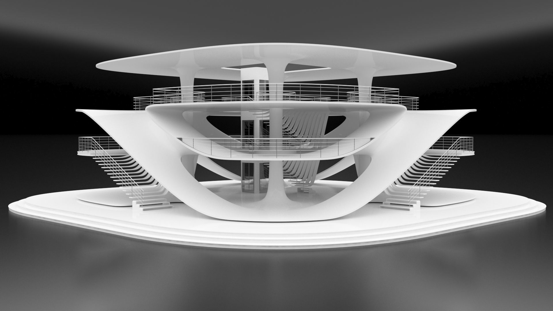 Futuristic Parametric Sci-Fi Exhibition Pavilion 3D model | CGTrader