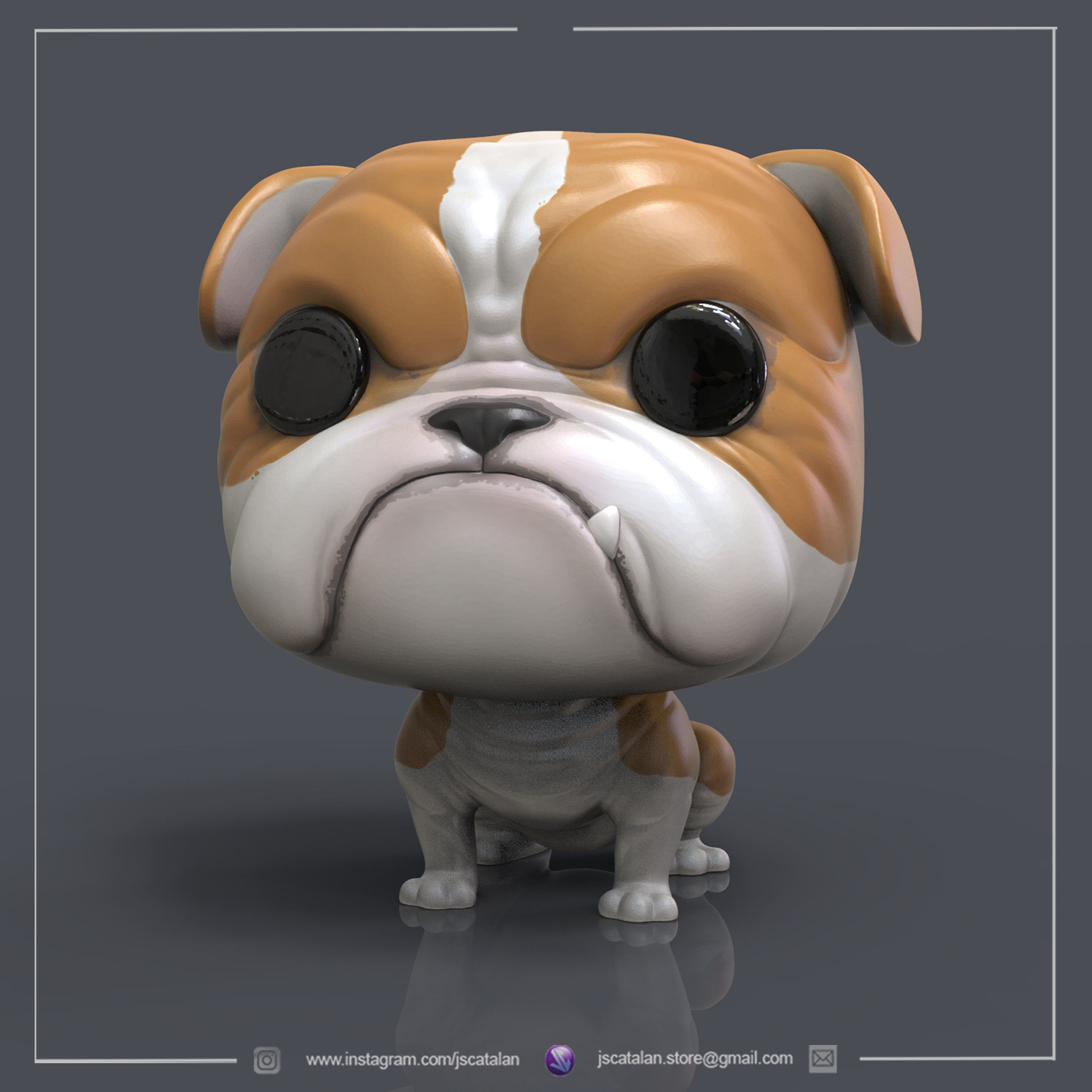BULLDOG FUNKO POP DOG CUSTOM PETS 3D model 3D printable | CGTrader