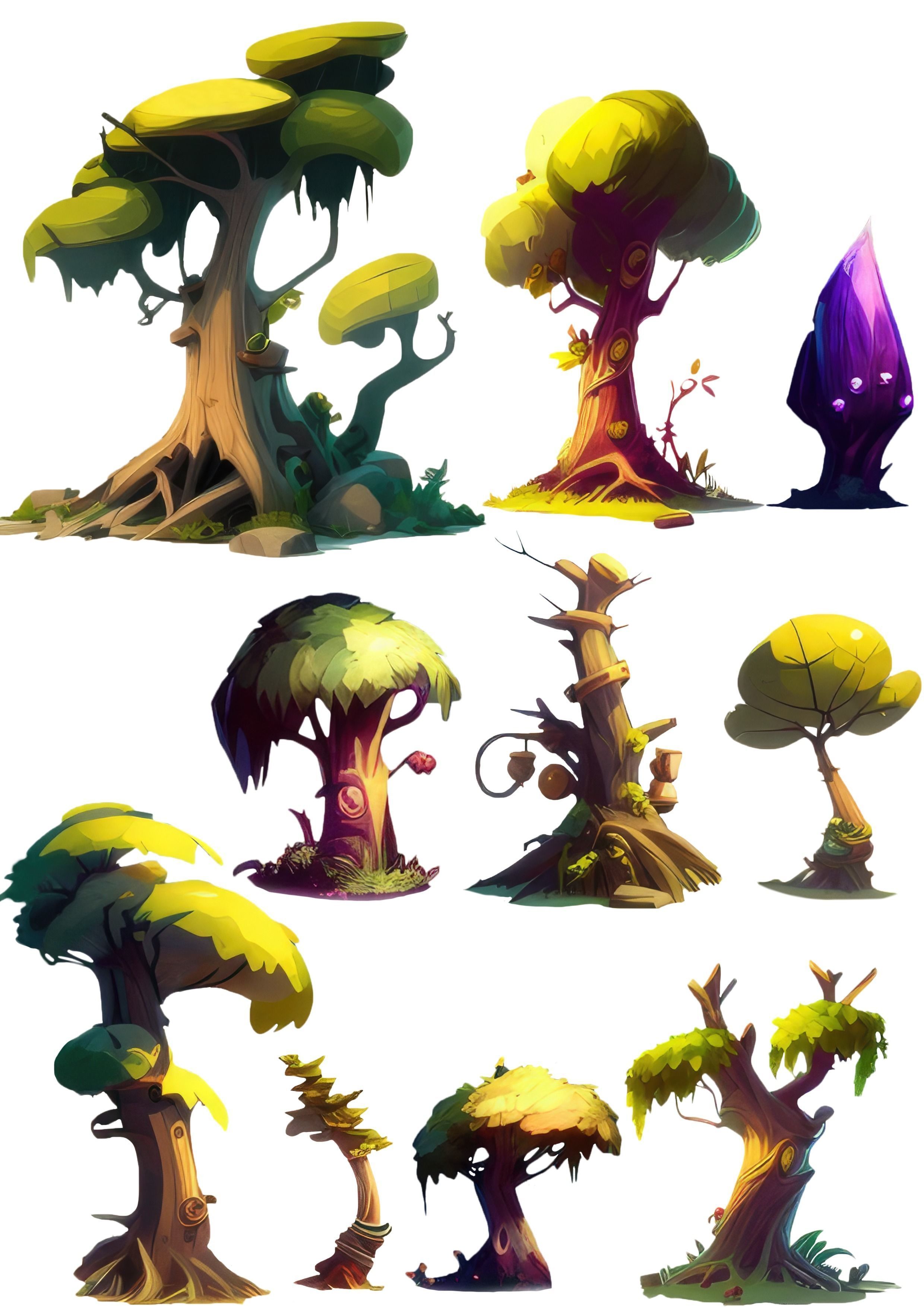 2D Stylized Tree pack 50 png Texture | CGTrader