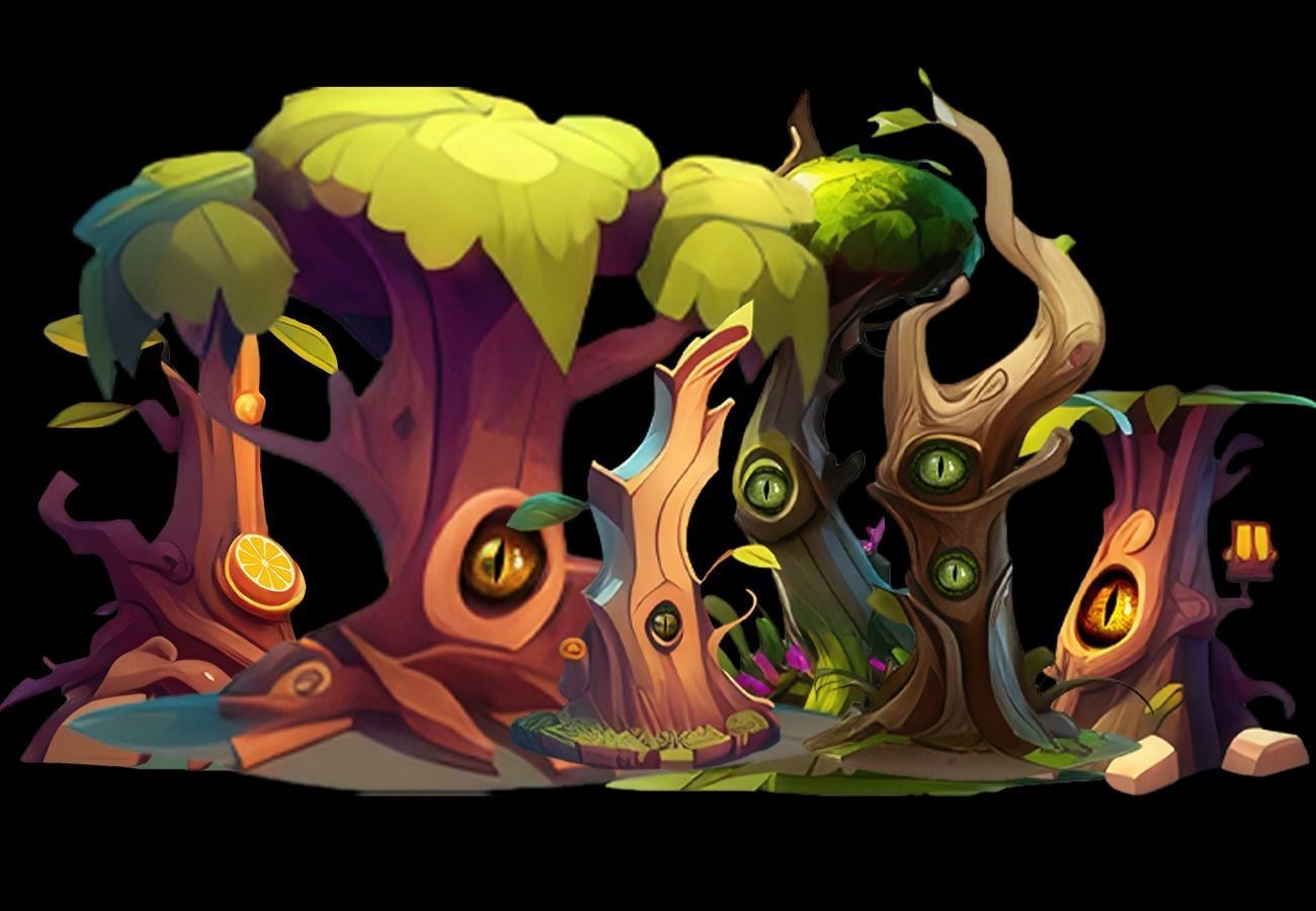 2D Stylized Tree pack 50 png Texture | CGTrader