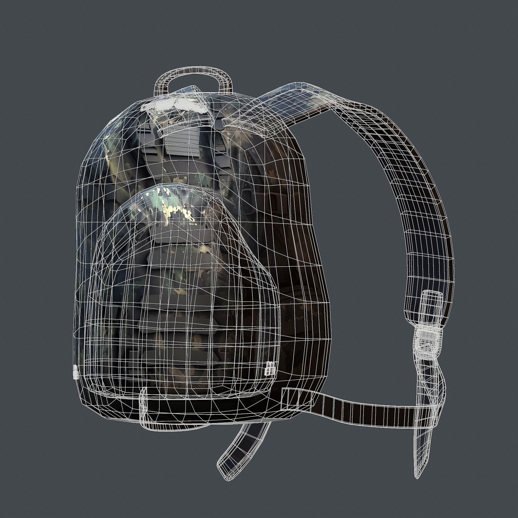 3D model Backpack military combat Black baggage VR / AR / low-poly ...