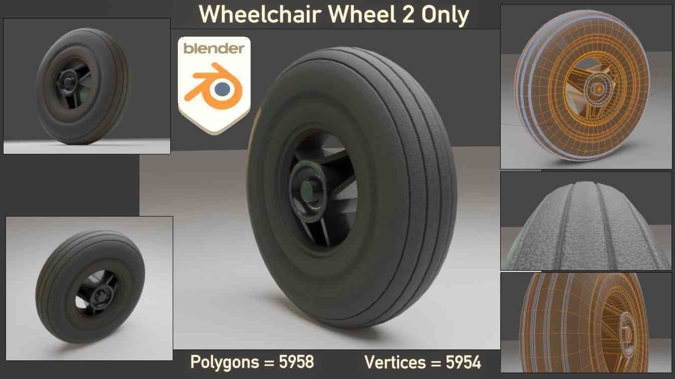 Wheelchair Wheel 2 Only with procedural PBR material 3D model | CGTrader