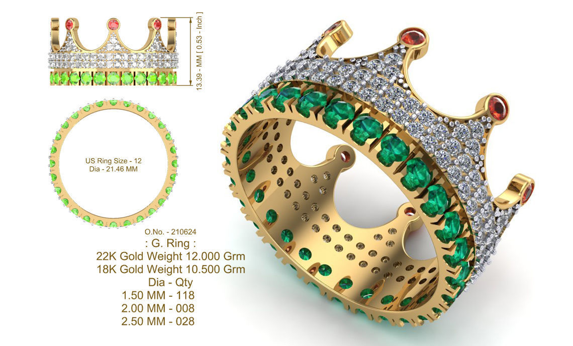 The Crown Ring 3D model 3D printable | CGTrader