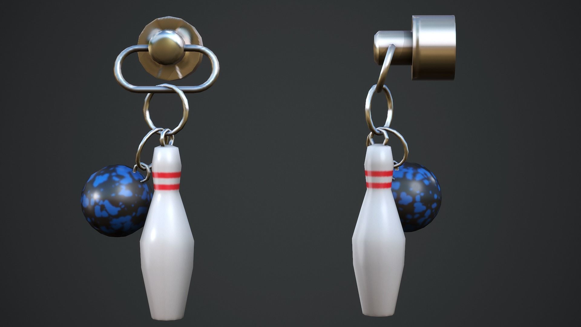 3D model Bowling Pin n Ball Weapon Charm - Low Poly Game Ready VR / AR ...