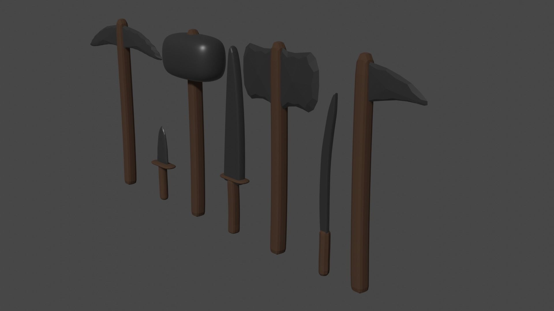 3D model a set of medieval tools and weapons VR / AR / low-poly | CGTrader