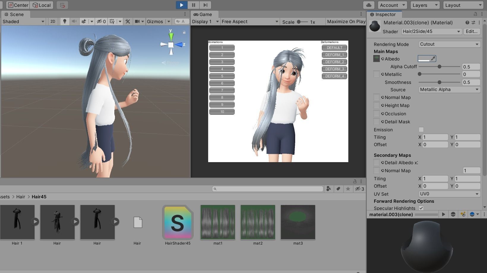 3D model Long Hair 3D Item Zepeto Unity Prefab Model VR / AR / low-poly ...