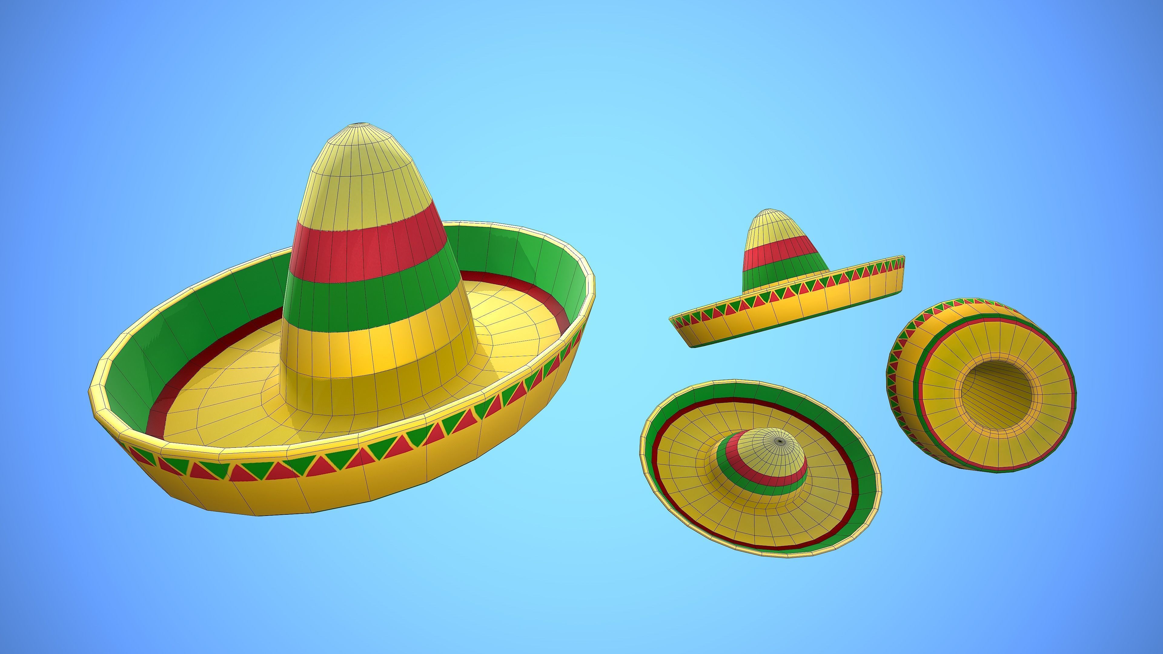 3D model MEXICAN HAT CARTOON STYLIZED VR / AR / low-poly | CGTrader