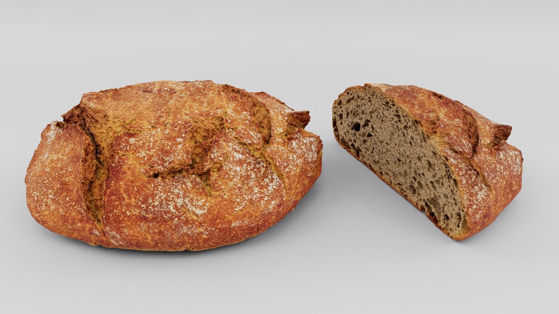 3D model loaf of bread cut in half VR / AR / low-poly | CGTrader
