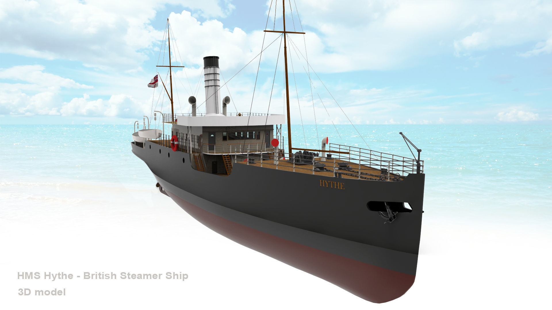HMS Hythe - British Steamer Ship 3D model | CGTrader
