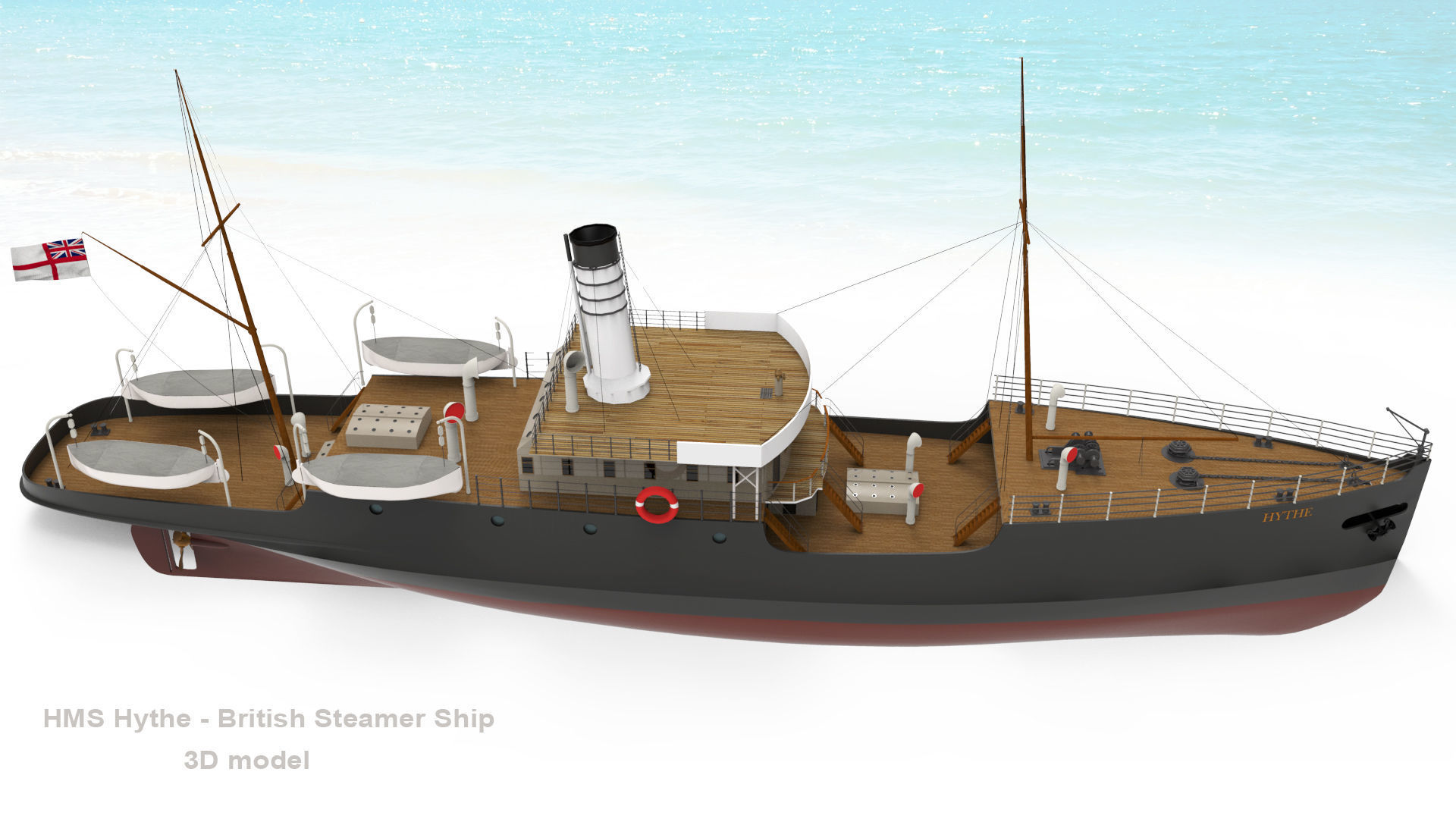 HMS Hythe - British Steamer Ship 3D model | CGTrader