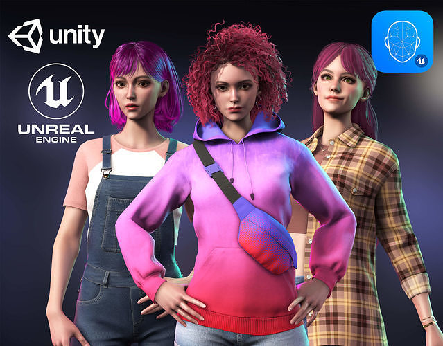 3D model Casual Wear Girls Pack 2-Streetwear Realistic Stylized ...