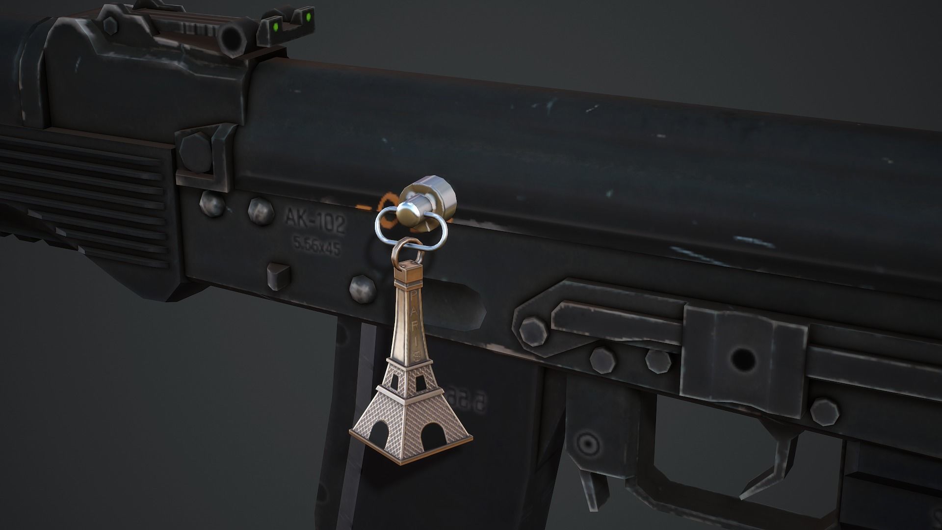 3D model Eiffel Tower Weapon Charm - Low Poly Game Ready VR / AR / low ...