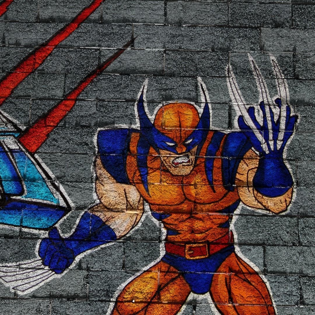 Stone Brick Wall with Wolverine Graffiti PBR Texture Texture | CGTrader