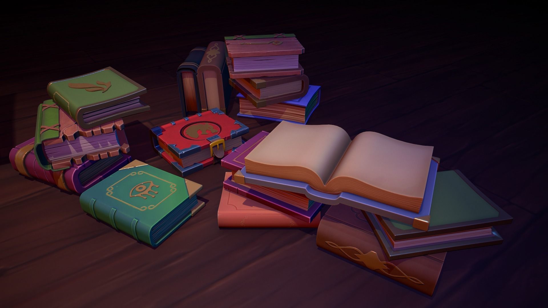 3D model Stylized Magic Books VR / AR / low-poly | CGTrader