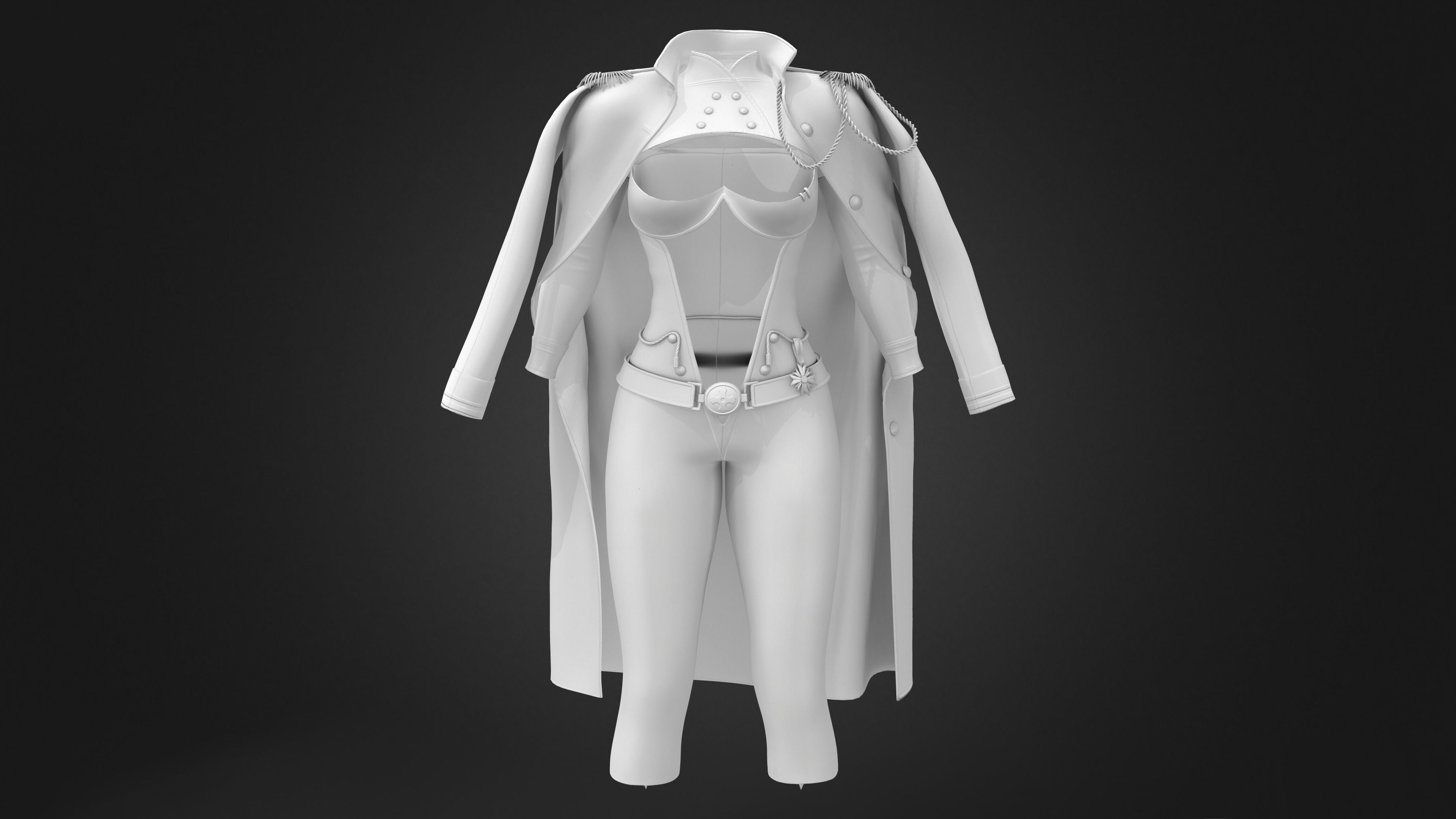 3D model Futuristic Concept Commander Body Suit With Overcoat VR / AR ...