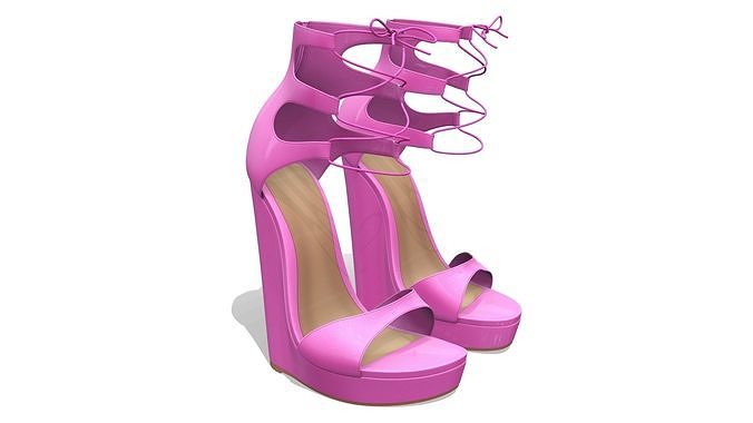 3D model Leather Sandals Wedges Shoes VR / AR / low-poly | CGTrader